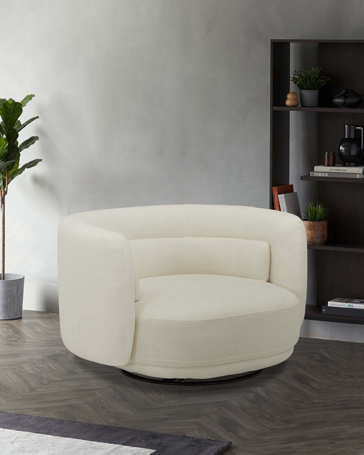Henry Ivory Boucle Swivel Love Seat – Danetti