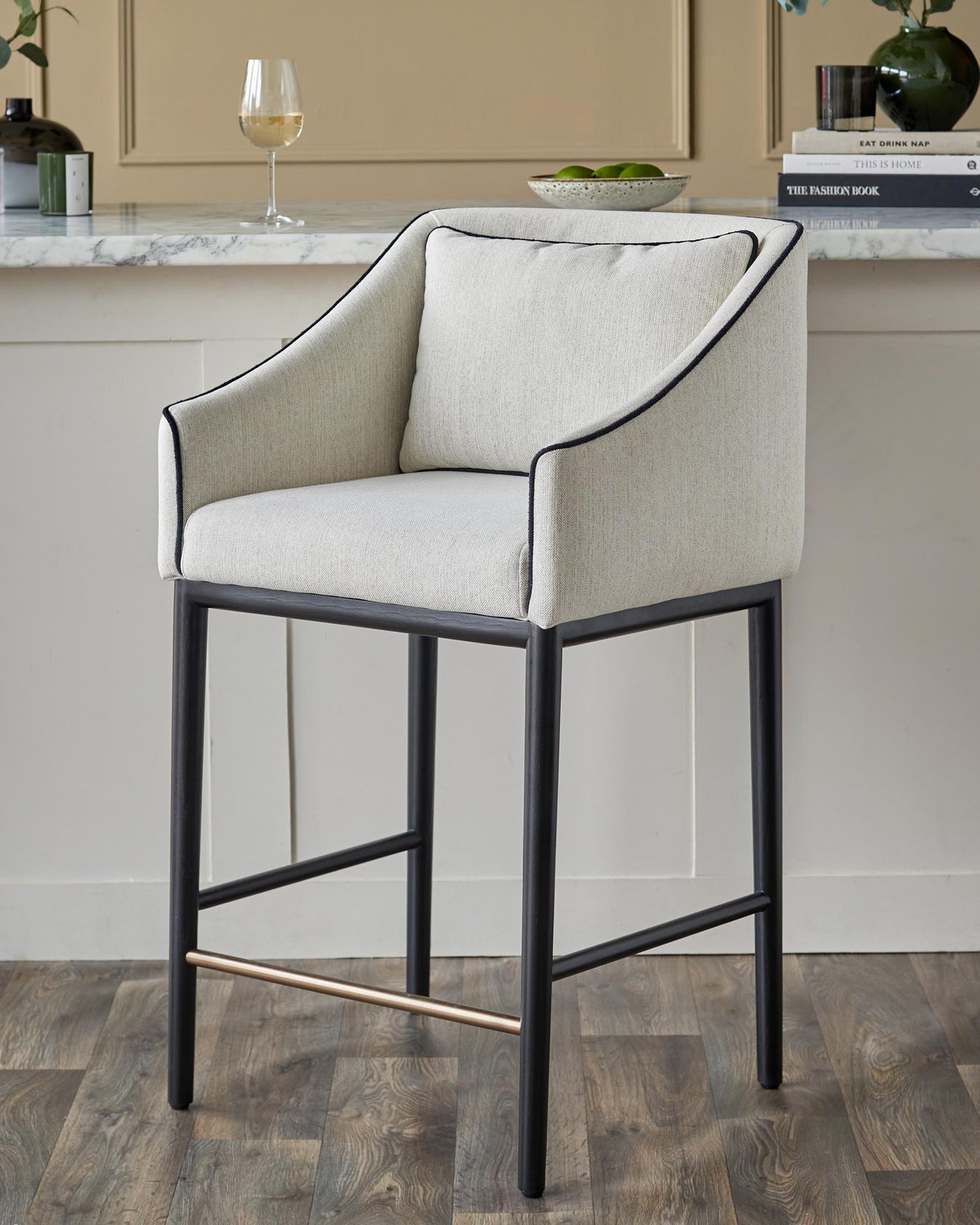 Julep ivory dual tone fabric bar stool – Danetti