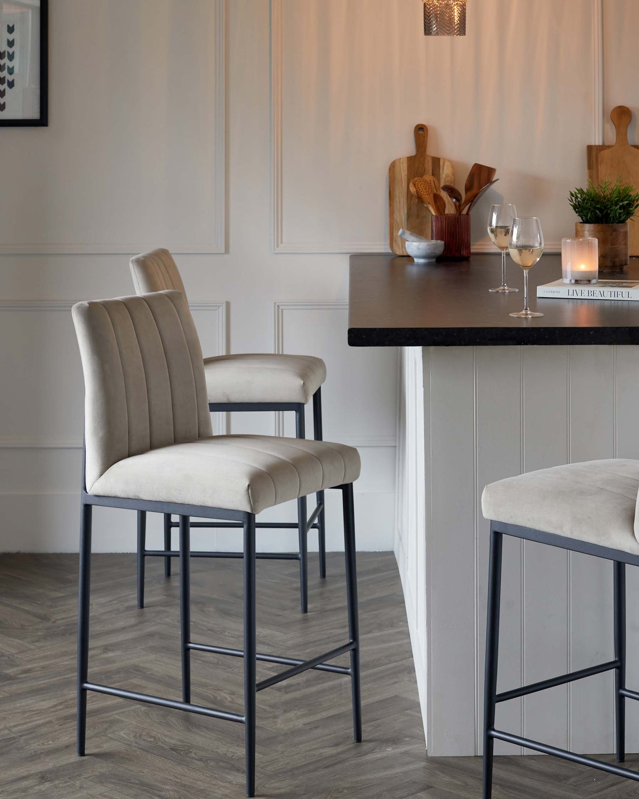 Velvet Bar Stools | Modern Velvet Breakfast Stools – Danetti