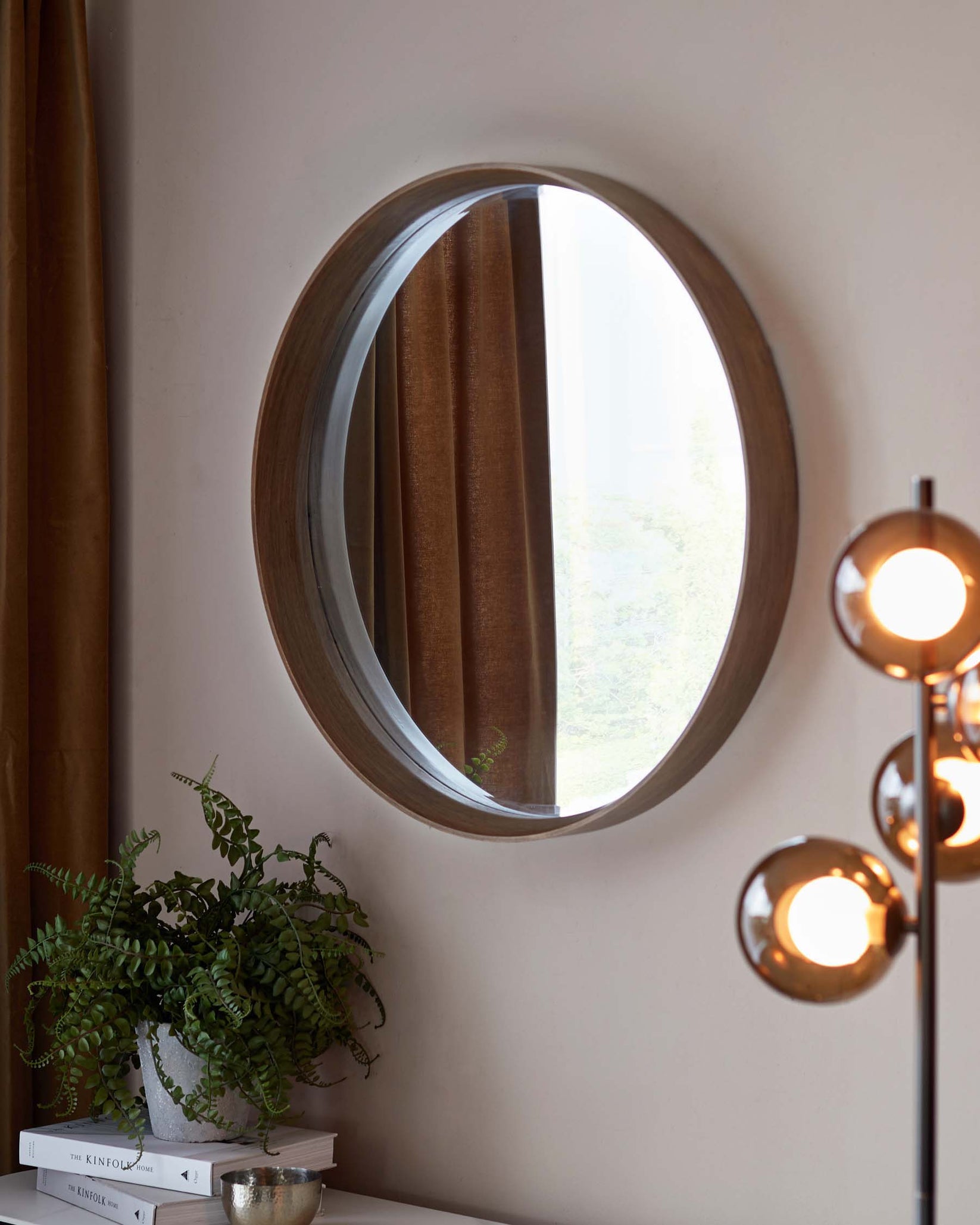 Kendrick Small Round Wall Mirror Walnut – Danetti