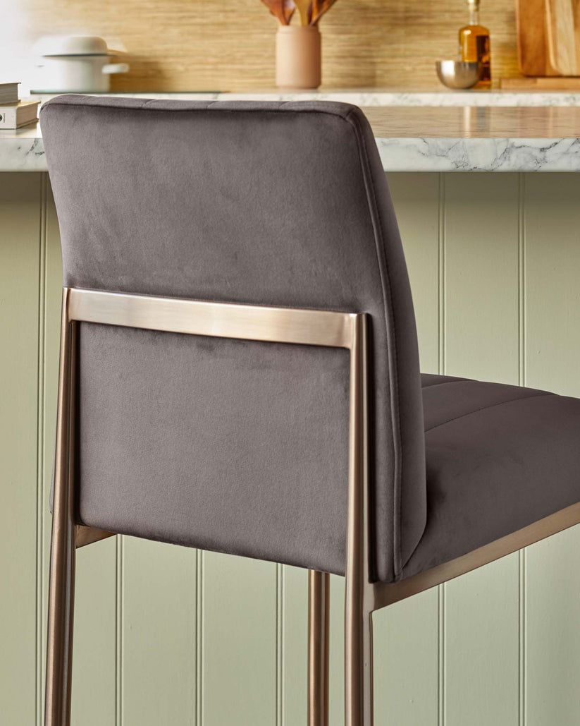 Kendra Brushed Bronze Bar Stool Mocha Velvet – Danetti
