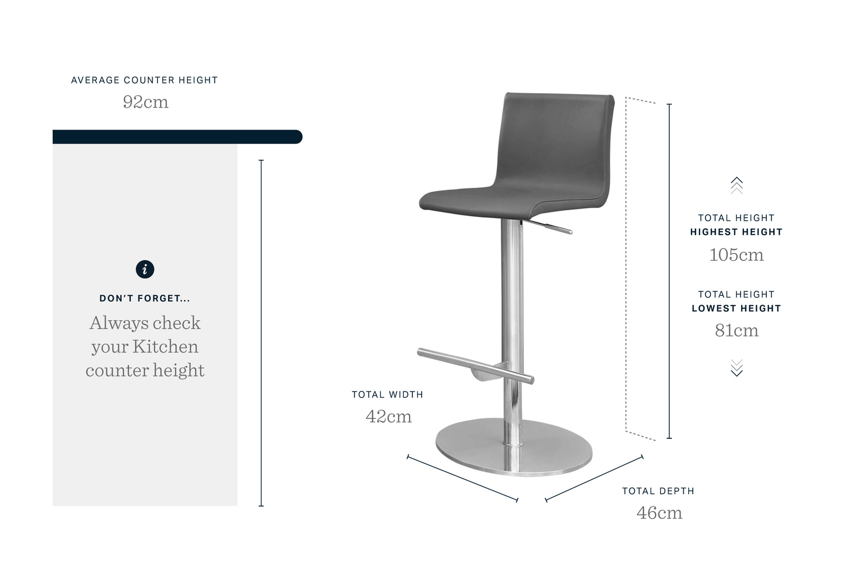 Kiki Real Leather Gas Lift Bar Stools with Backs | Danetti