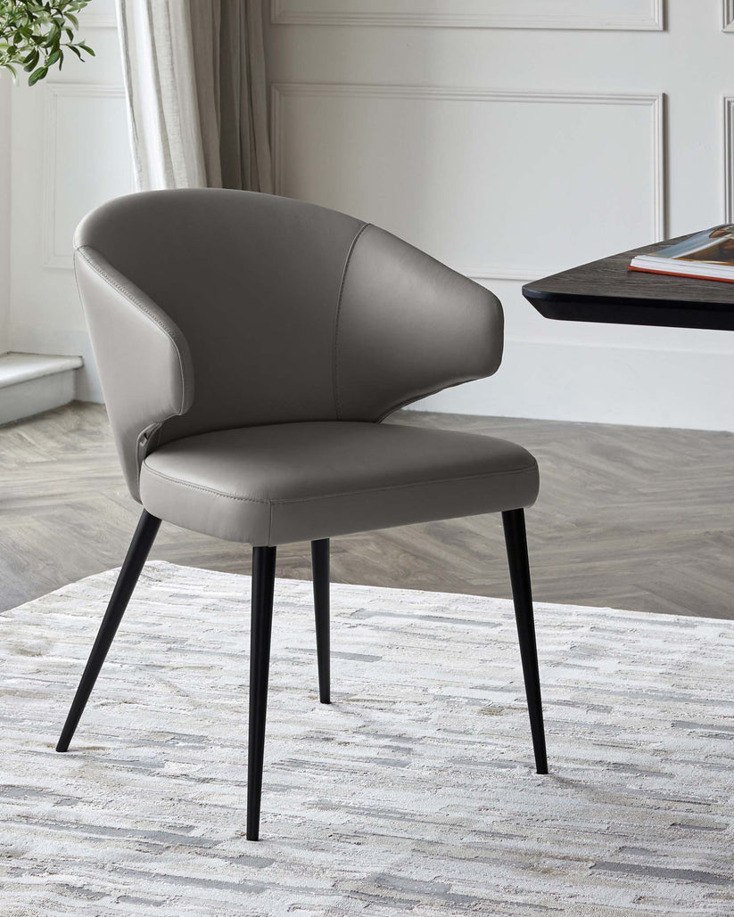 Landon Grey Leather Dining Chair | Real Leather | Danetti UK