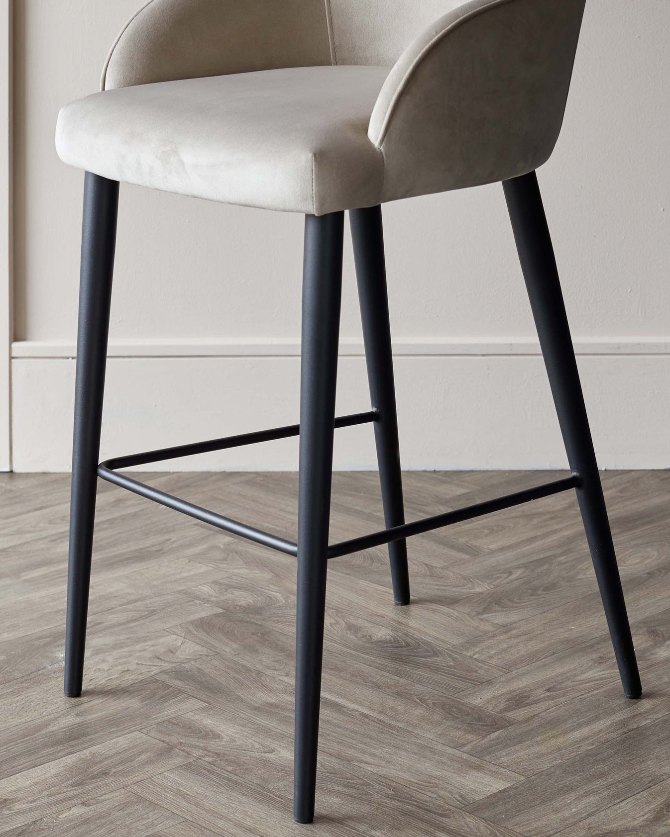 Lani Champagne Velvet Black Metal Bar Stool – Danetti