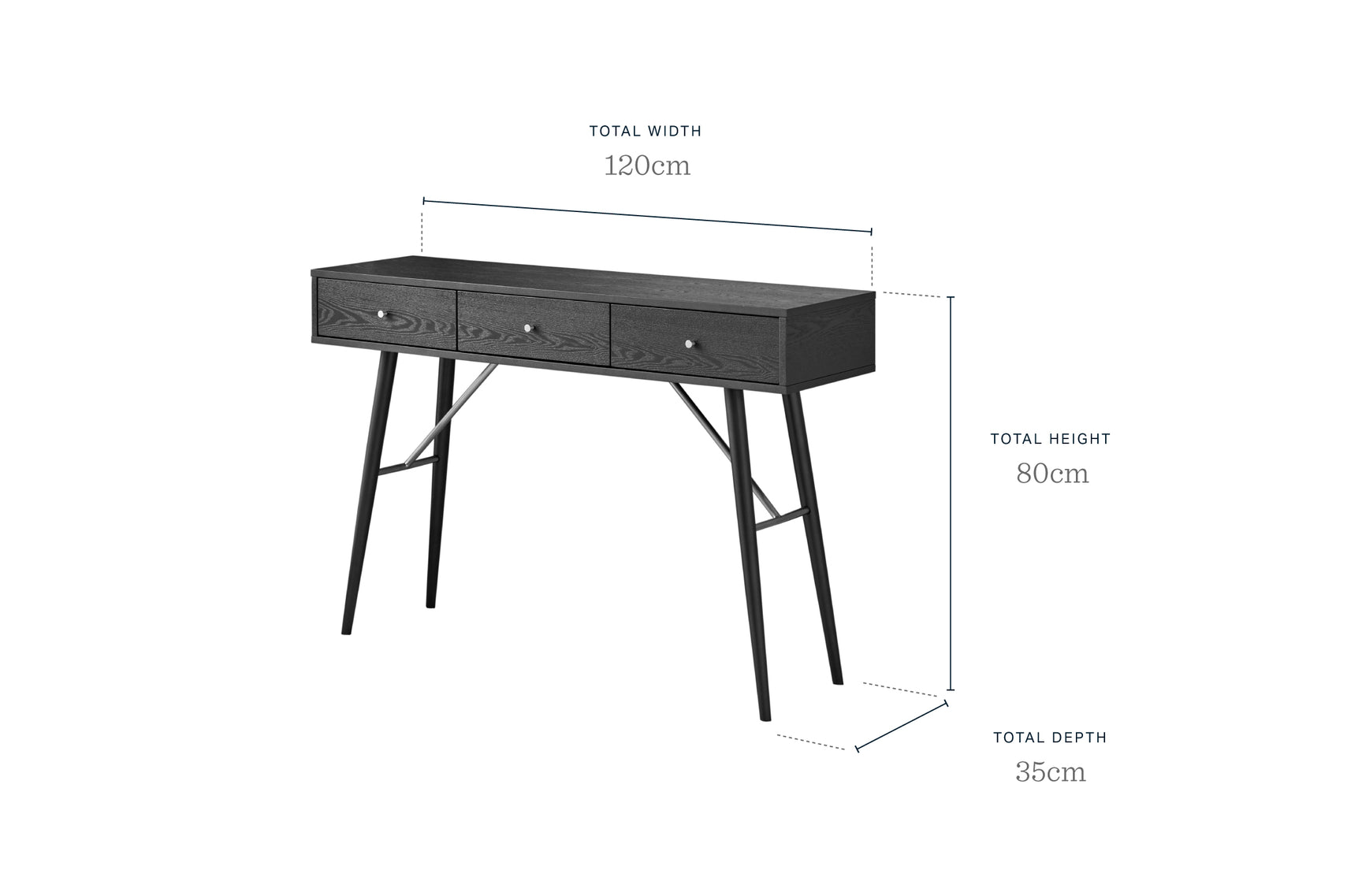 Lennox Black Ash Console Table by Danetti