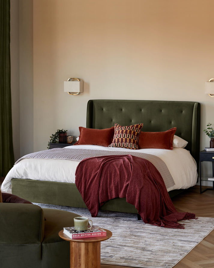 Lenora olive green velvet super king size ottoman storage bed – Danetti