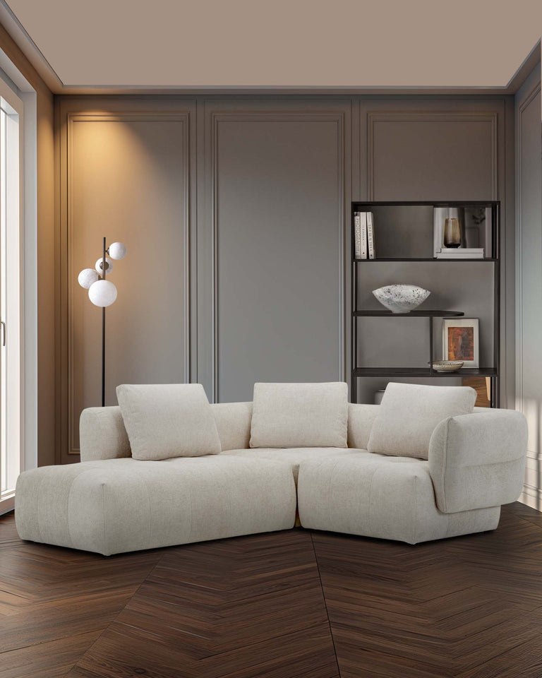 Lillian natural weave left hand small corner sofa – Danetti