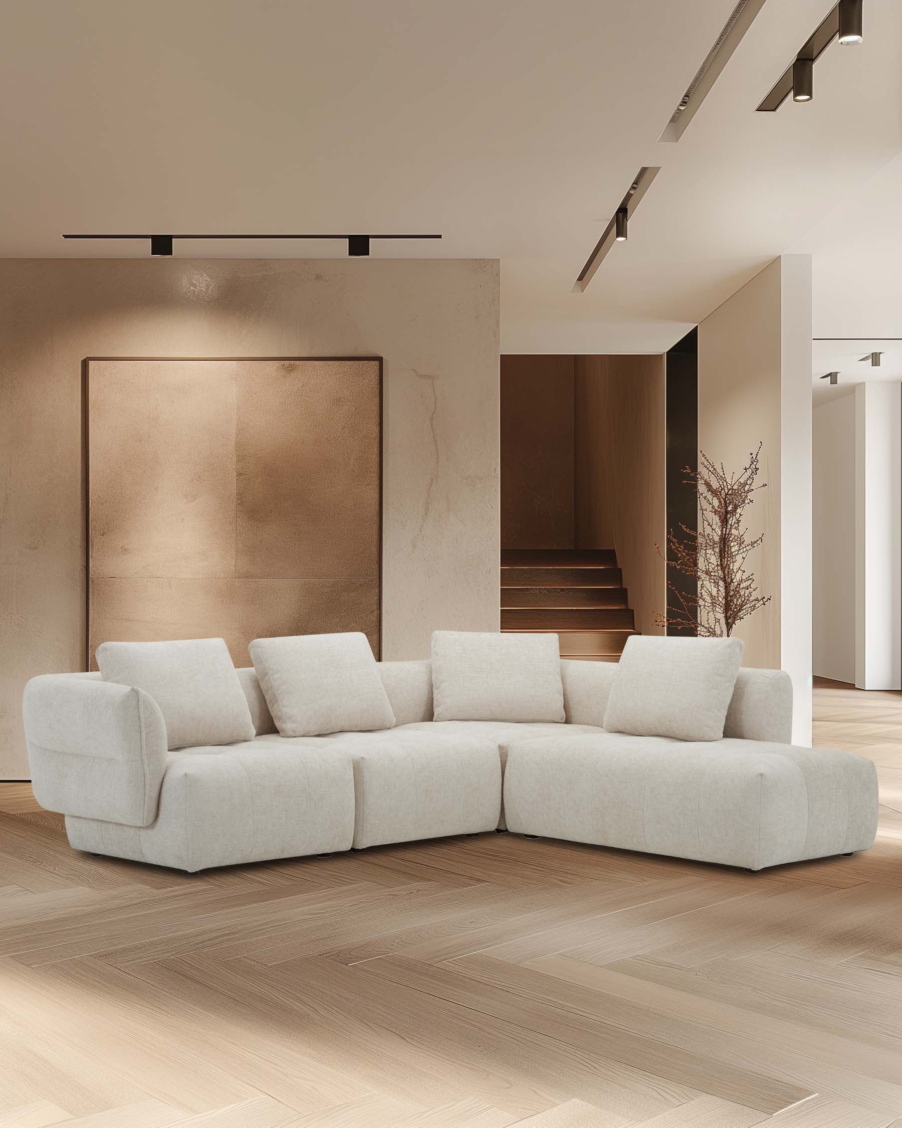 Lillian natural weave right hand corner chaise sofa – Danetti