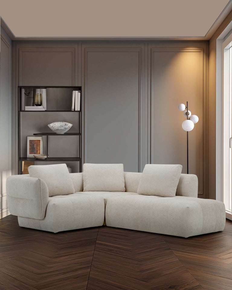 Lillian natural weave right hand small corner sofa – Danetti