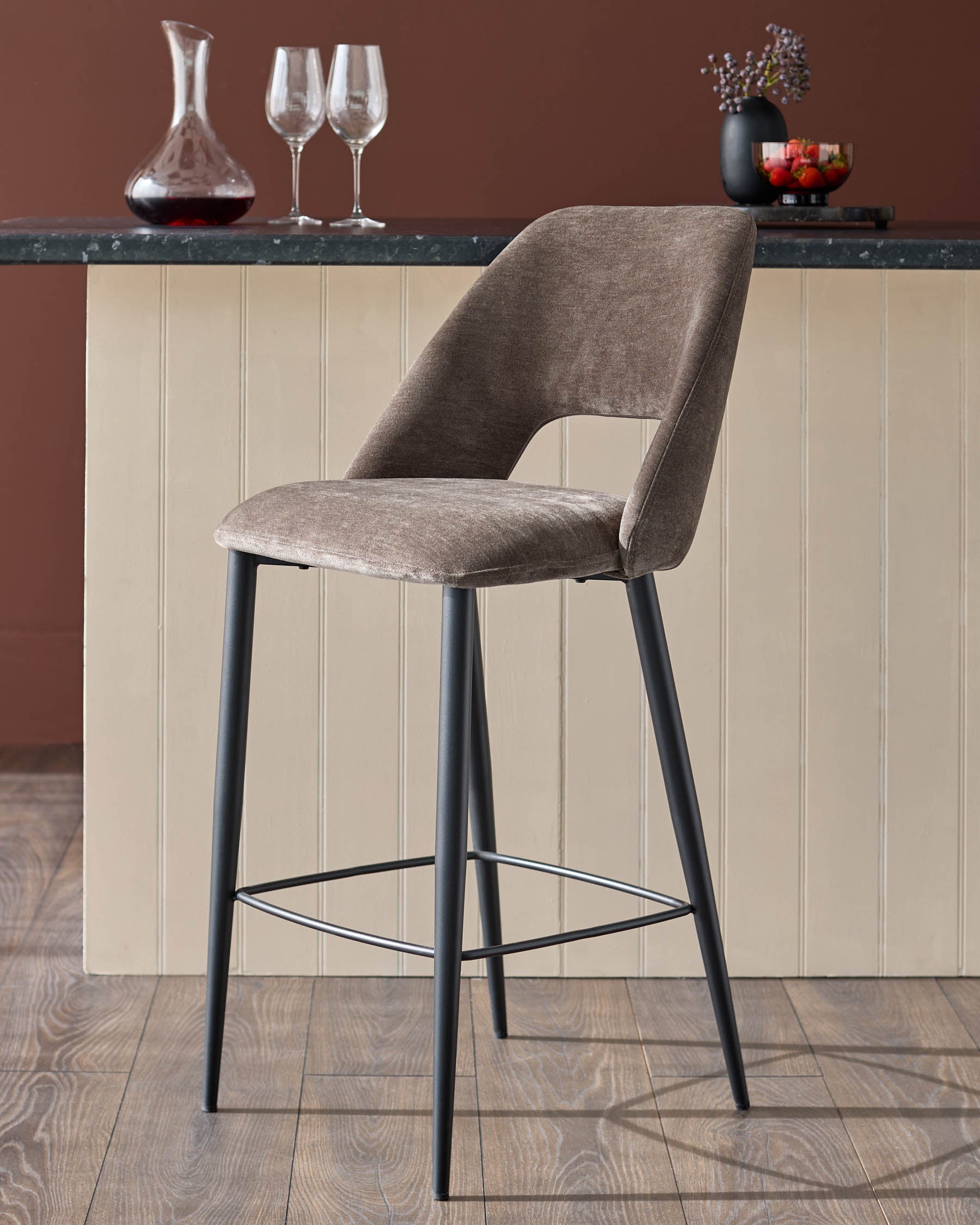 Lottie mocha fabric bar stool – Danetti