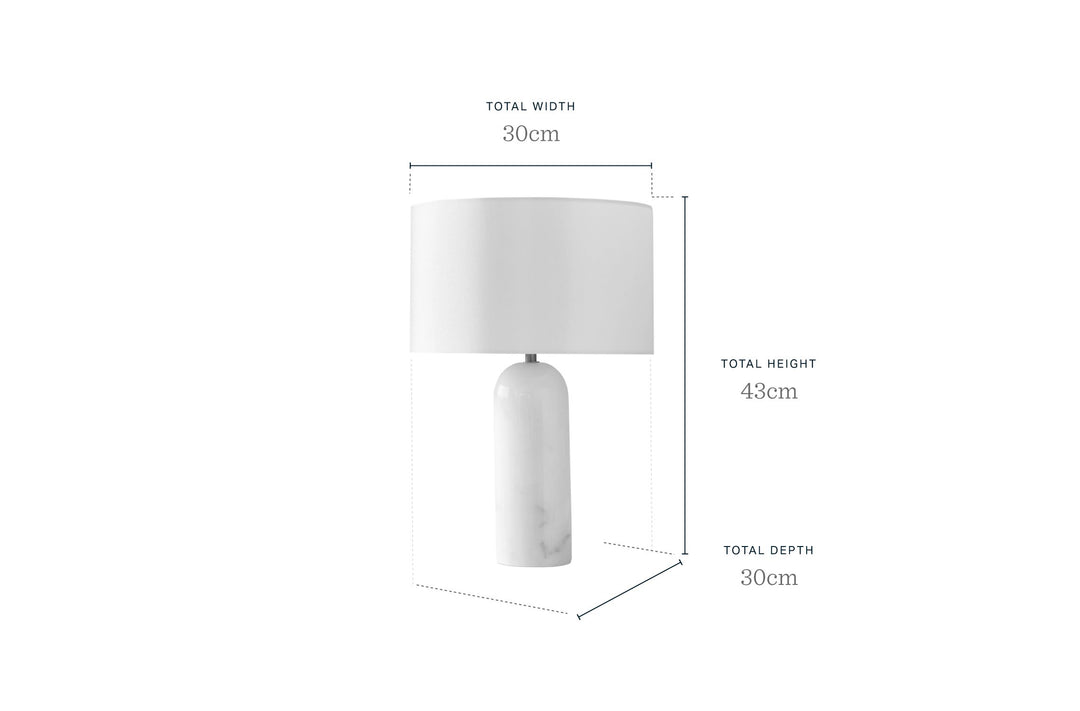 Louis White Marble Shaded Table Lamp by Danetti