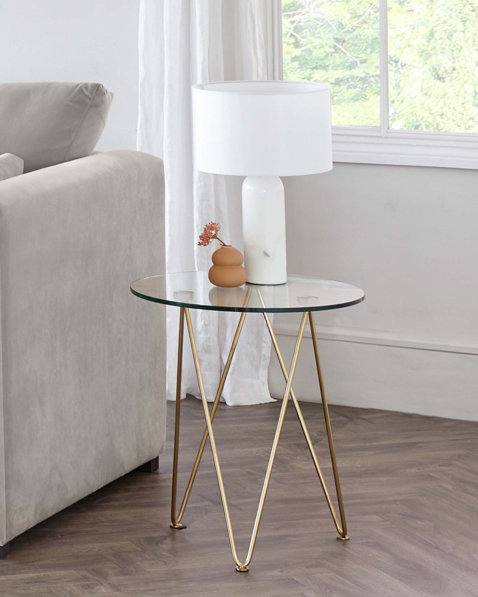 Louis White Marble Shaded Table Lamp by Danetti