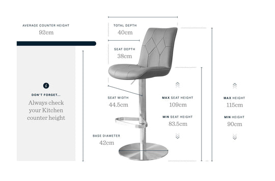 Lumos Gas Lift Kitchen Stools with Backs | Danetti