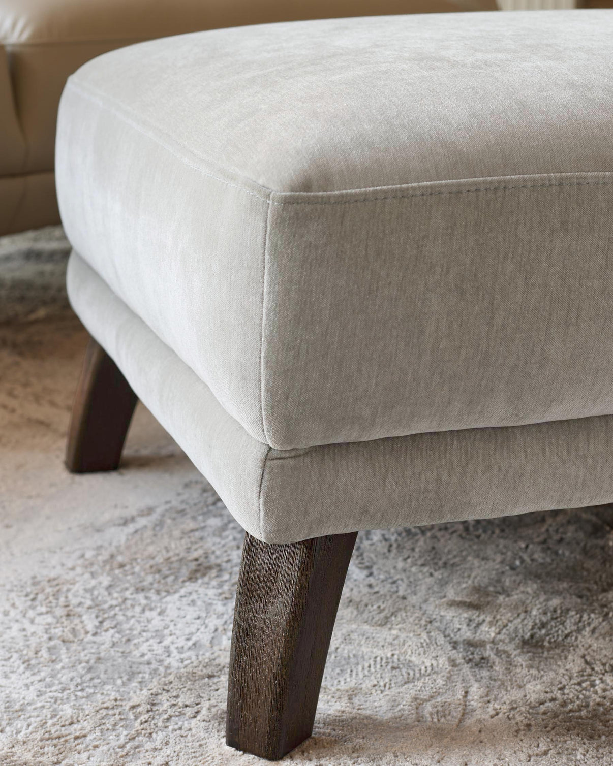 Luxe Modern Light Grey Fabric Footstool – Danetti