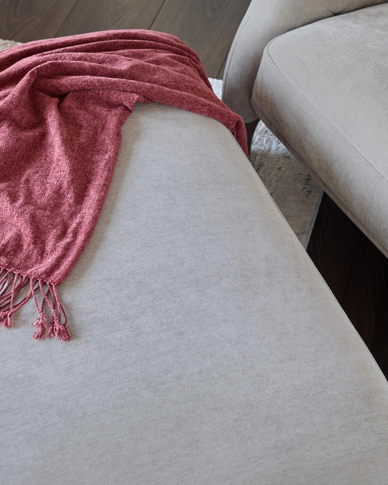 Luxe Modern Light Grey Fabric Footstool – Danetti