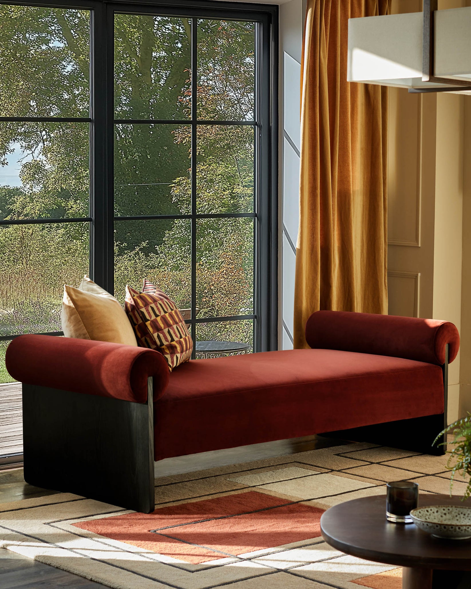 Maeve toffee red velvet day bed bench – Danetti