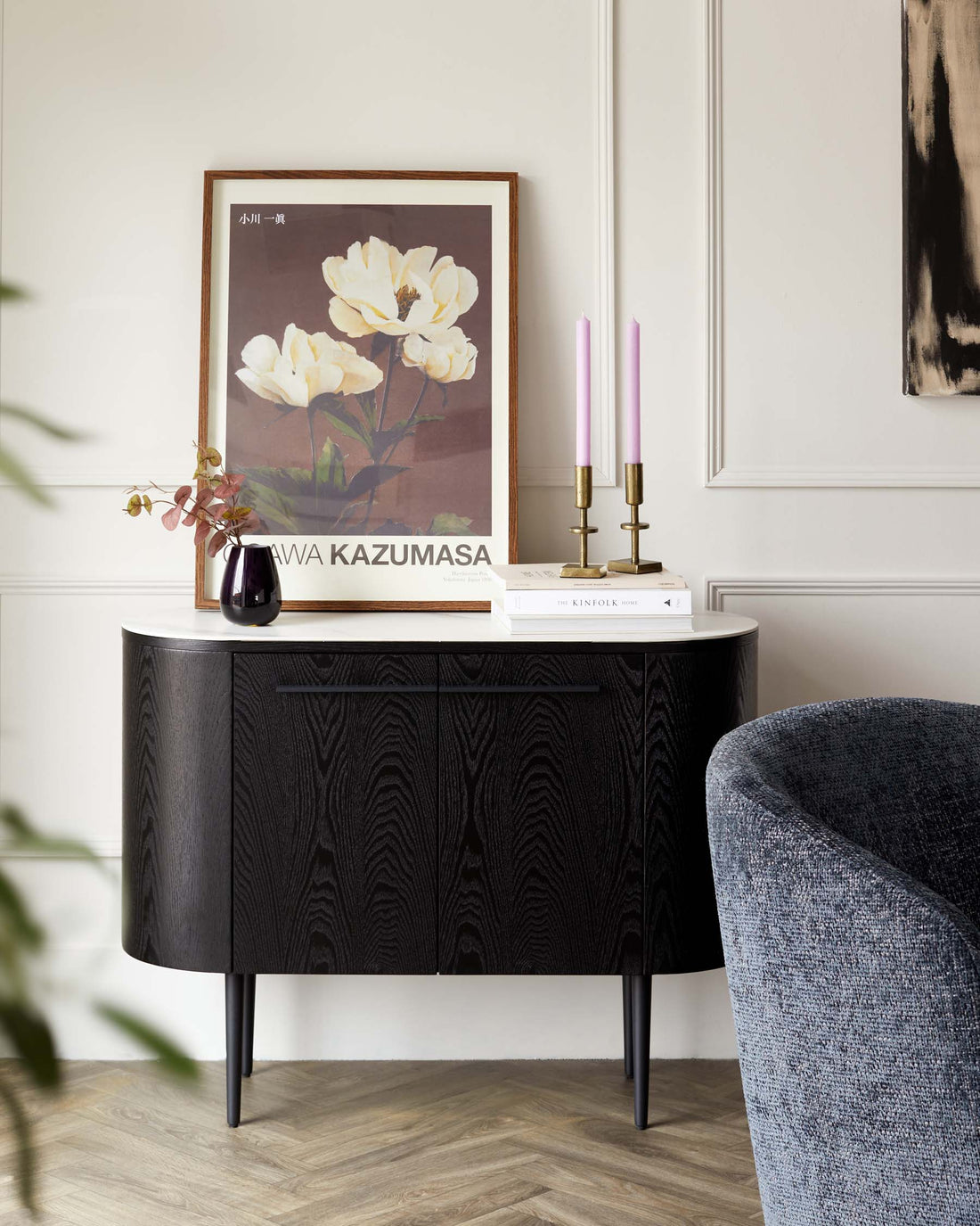 Manhattan Small Sideboard White Ceramic with Black Ash Veneer – Danetti