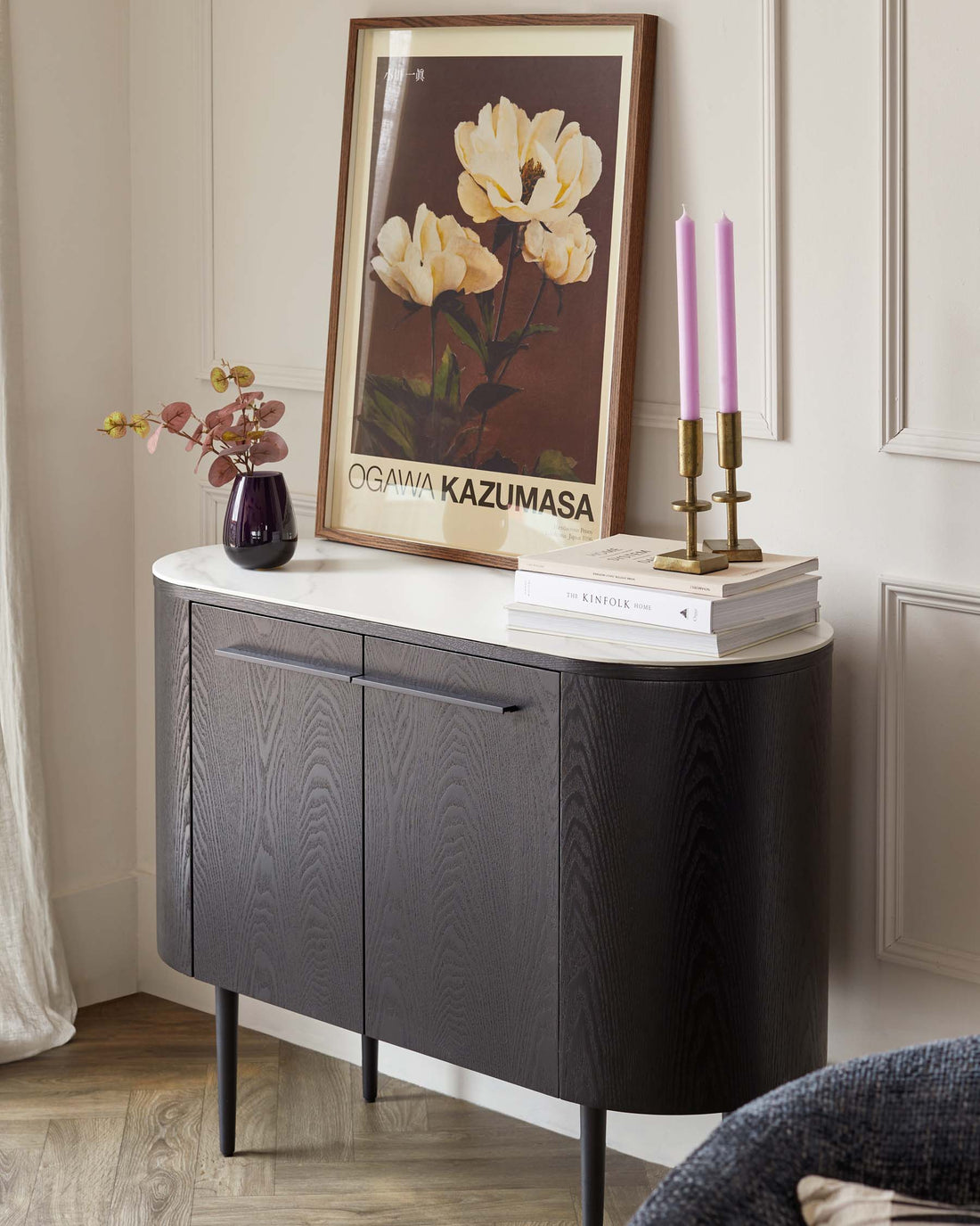 Manhattan Small Sideboard White Ceramic with Black Ash Veneer – Danetti