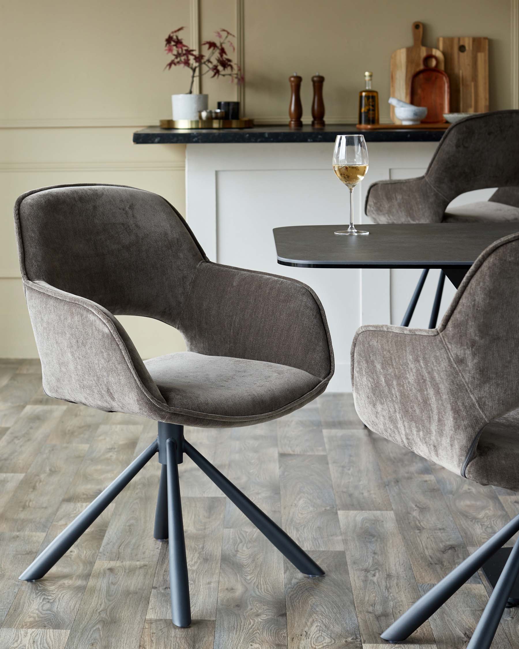 Marlow mocha fabric swivel dining chair – Danetti