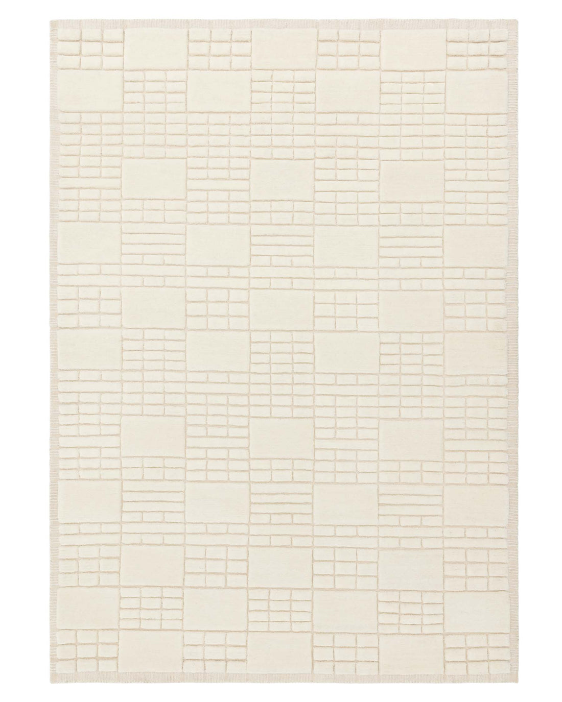 Mosaic Large Sculpted Wool Rug Cream – Danetti