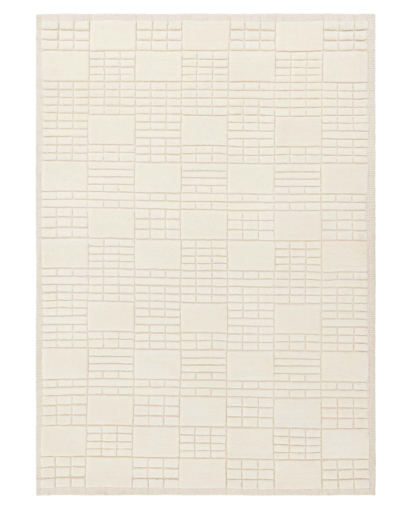 Mosaic Large Sculpted Wool Rug Cream – Danetti