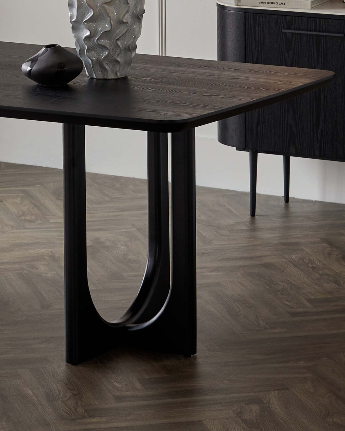 Orlan 8 Seater Fixed Dining Table Black Ash – Danetti