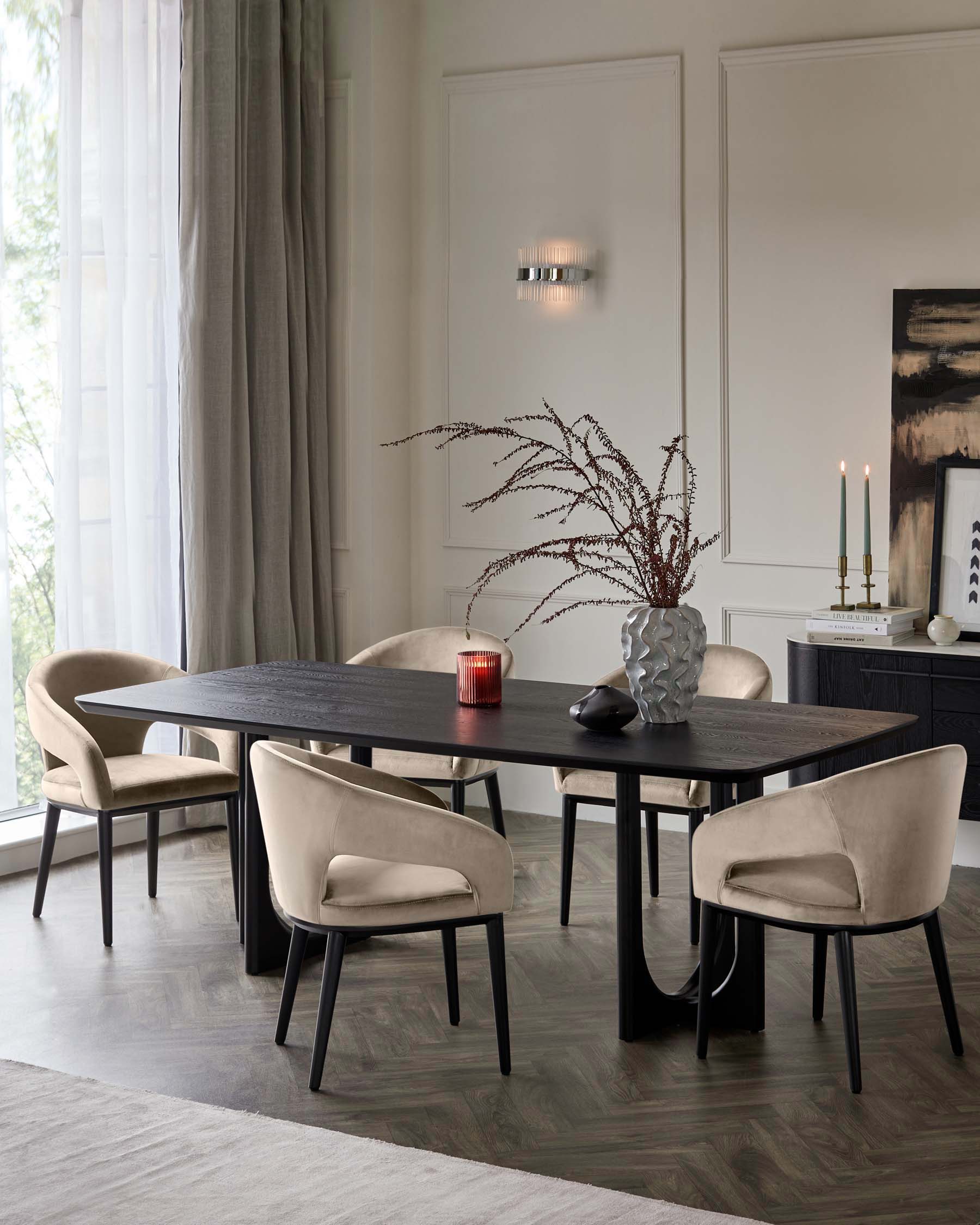 Orlan 8 Seater Fixed Dining Table Black Ash – Danetti