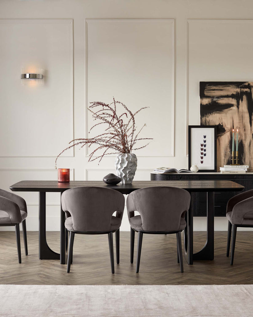 Orlan 8 Seater Fixed Dining Table Black Ash – Danetti