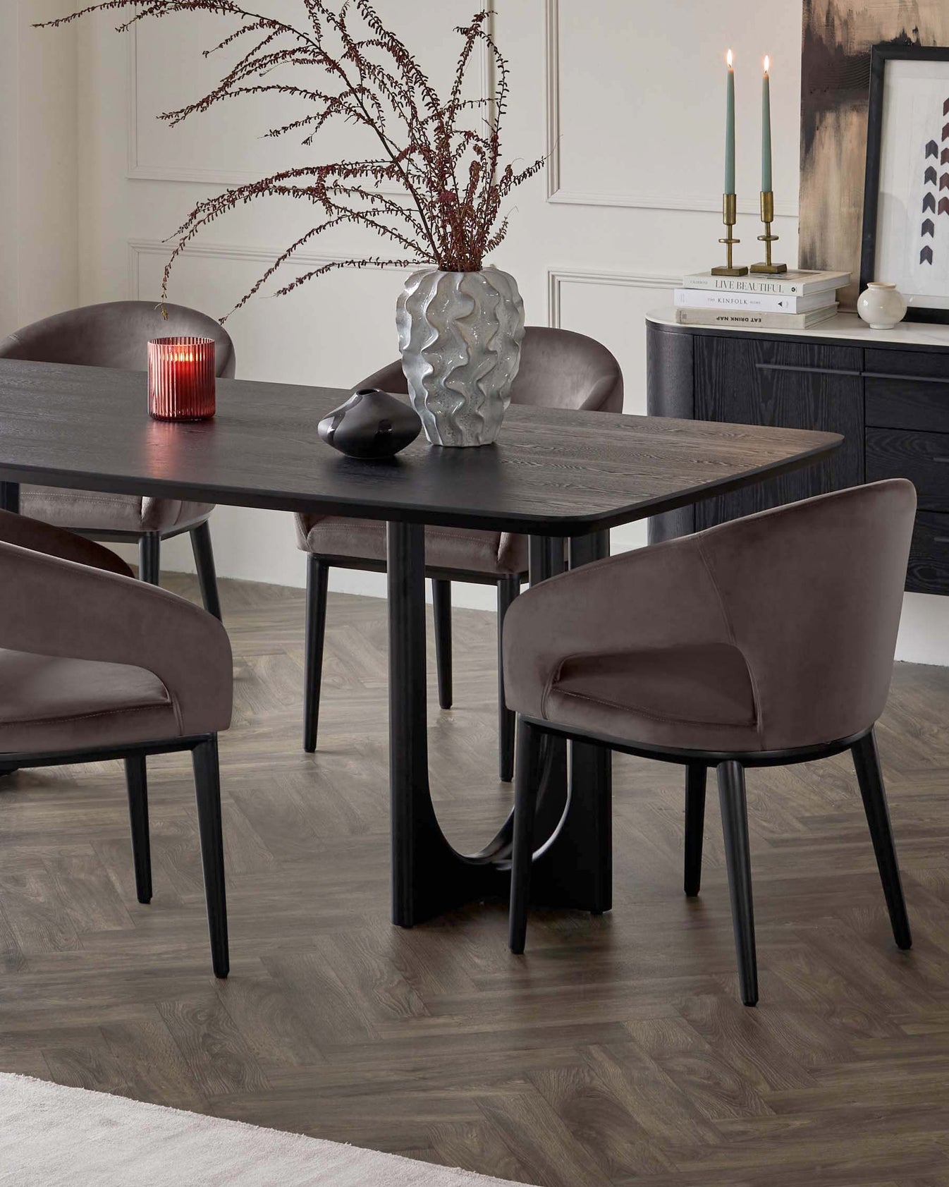 Orlan 8 Seater Fixed Dining Table Black Ash – Danetti