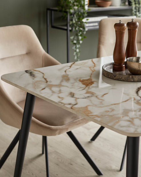 Oslo natural ceramic 6 seater dining table – Danetti