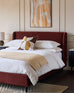 Paolo toffee red velvet double bed – Danetti