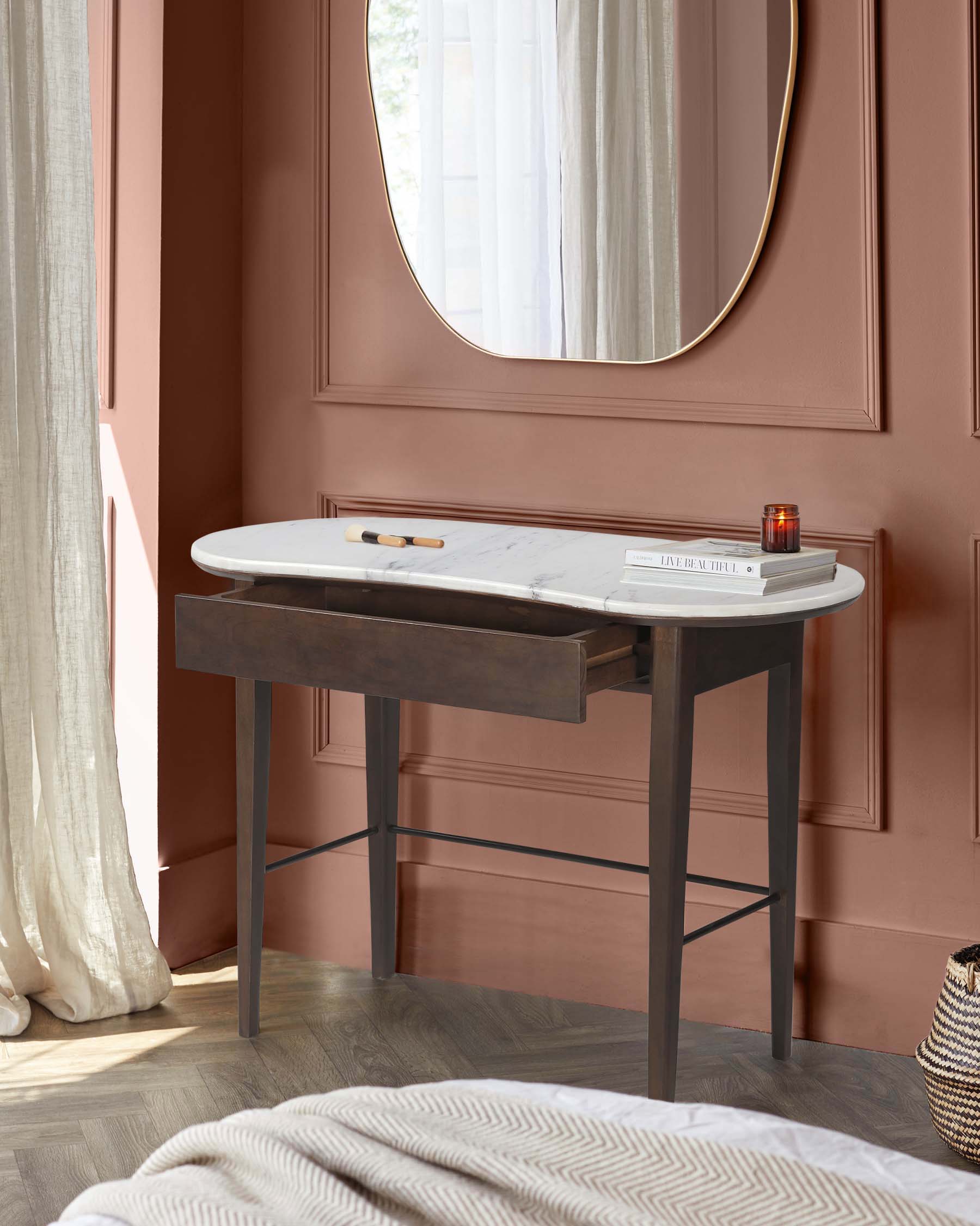 Reagan dark mango wood marble top dressing table – Danetti