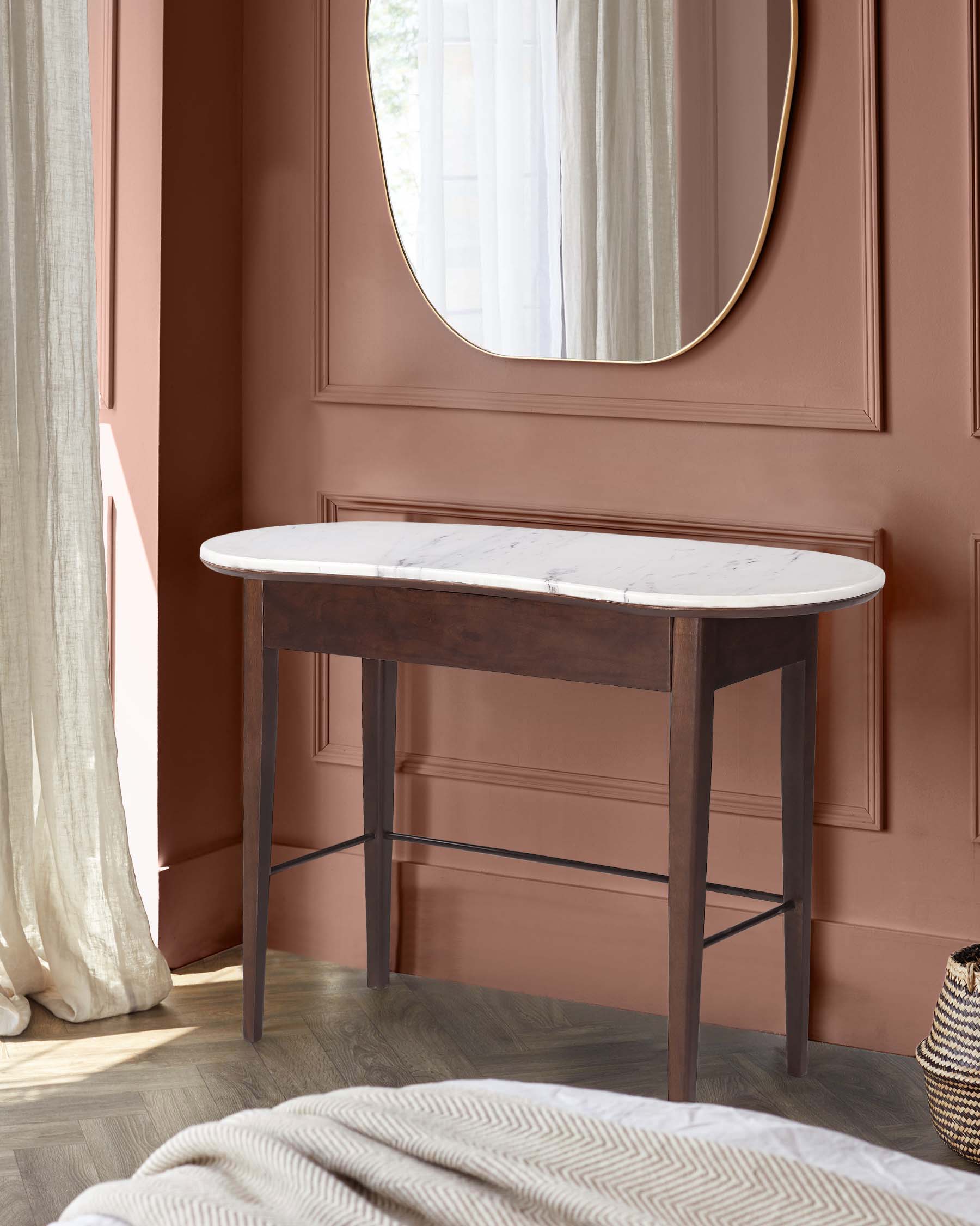 Reagan dark mango wood marble top dressing table – Danetti
