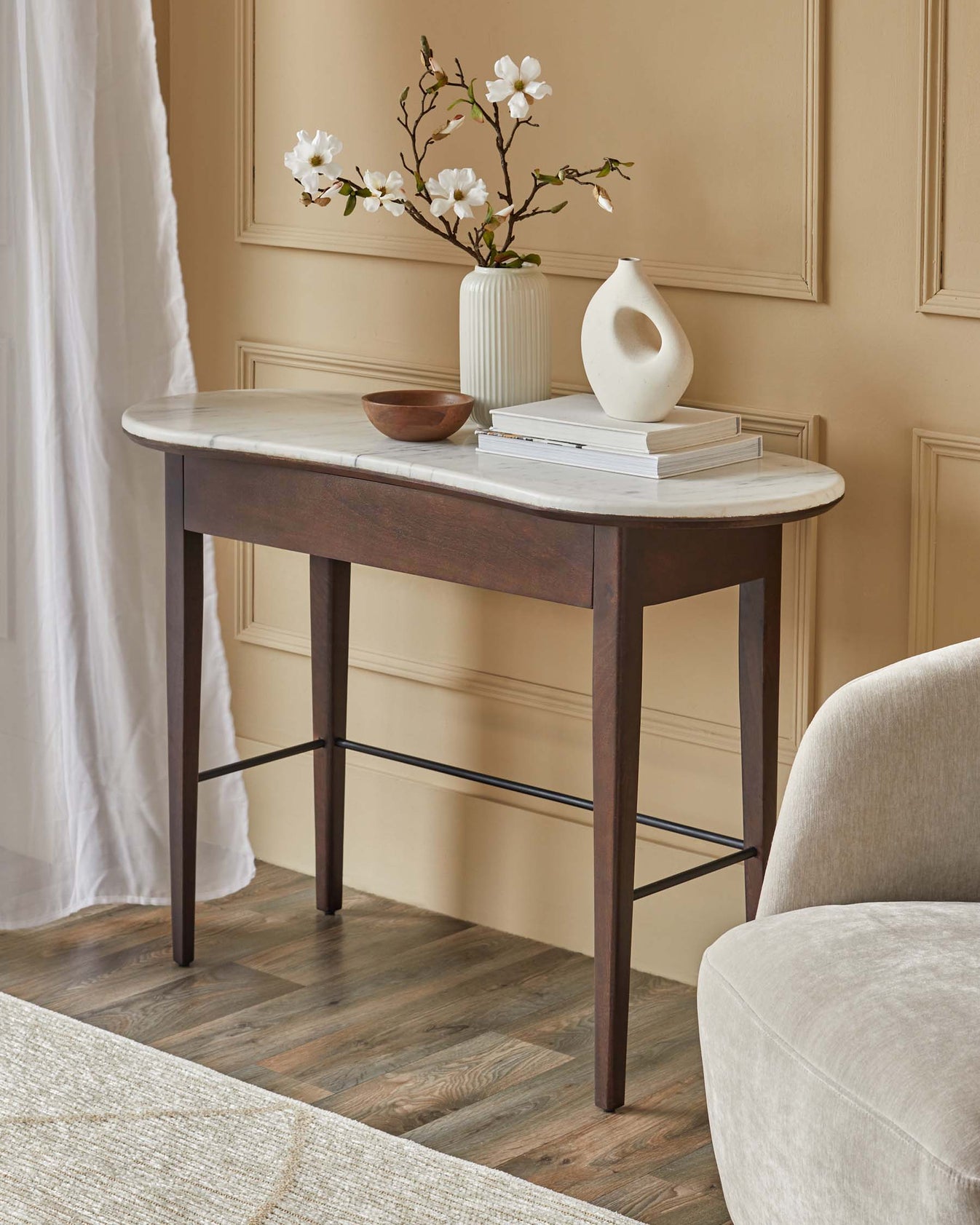 Reagan dark mango wood marble top dressing table – Danetti