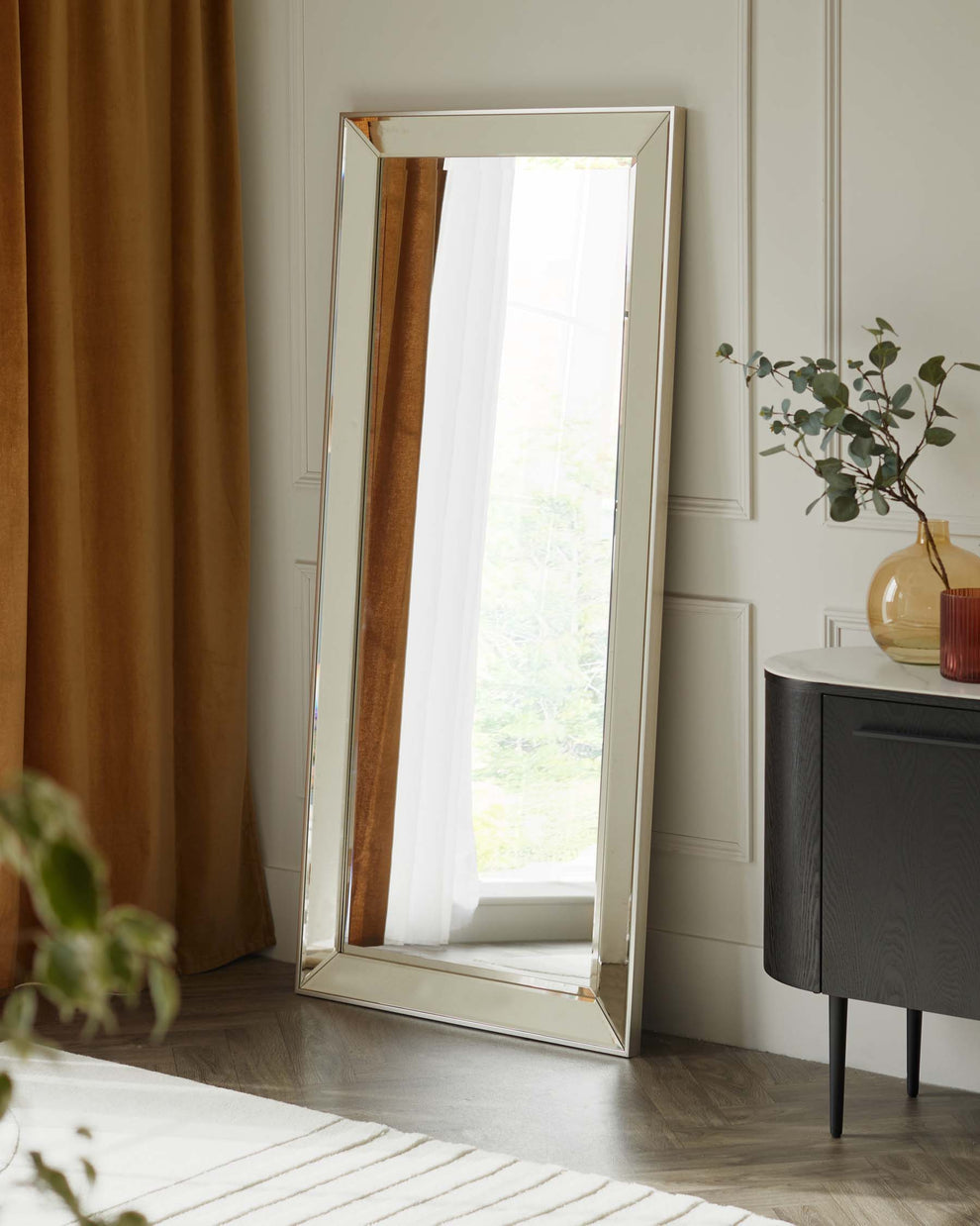 Regency Large Full Length Leaner Mirror Antique Silver – Danetti