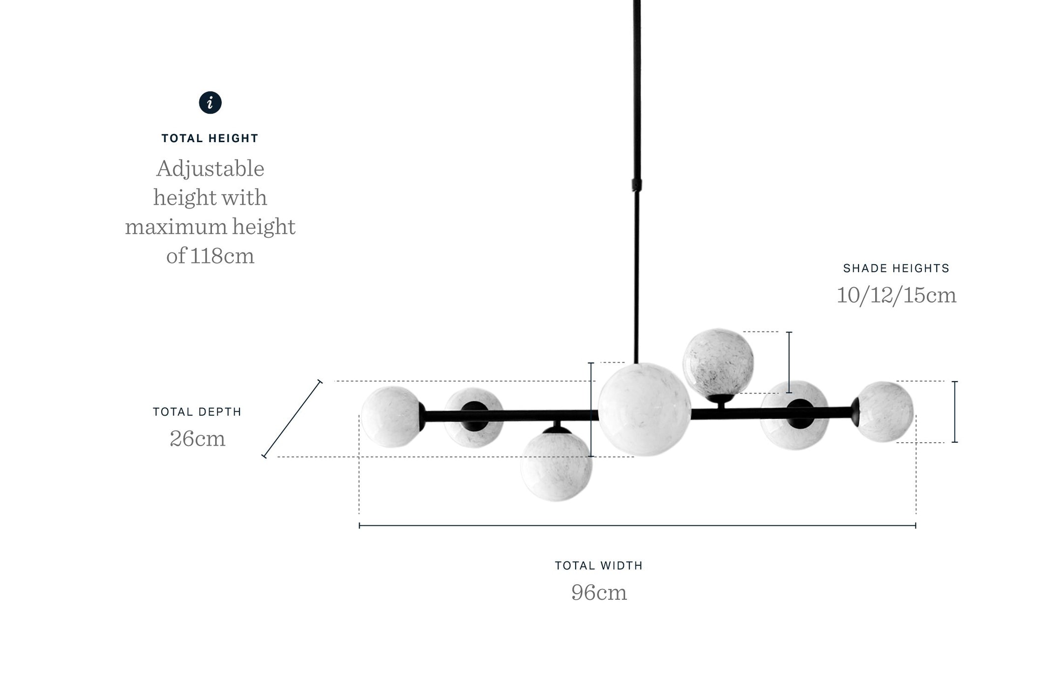 Riley Marble Look Glass Horizontal Pendant by Danetti