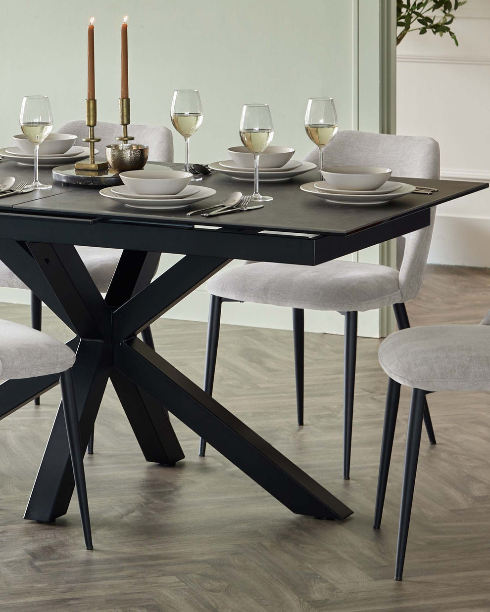 Riley Dark Grey Ceramic Extending 8 to 10 Seater Dining Table – Danetti