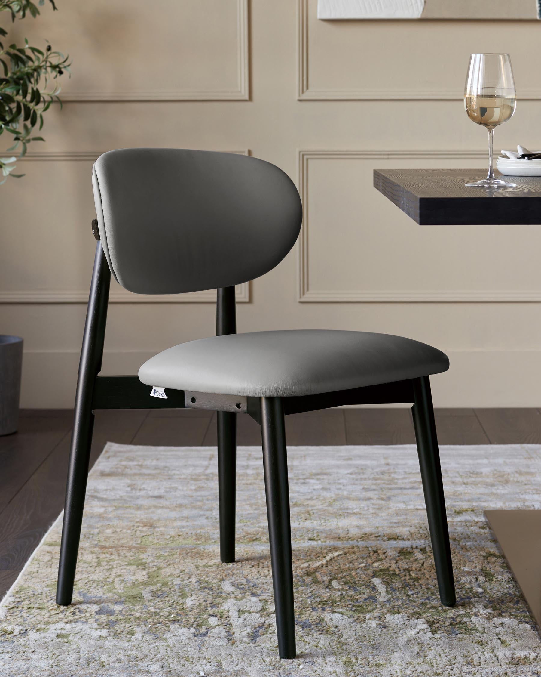 Ryann dark grey leather dining chair – Danetti