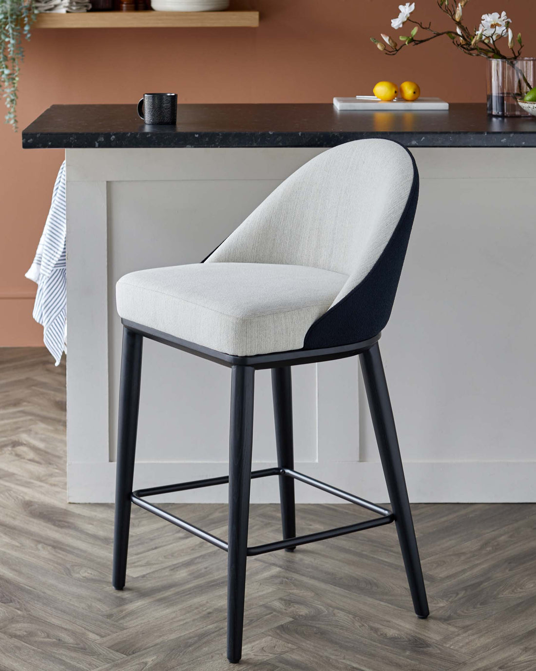 Scarlett black mixed material bar stool – Danetti