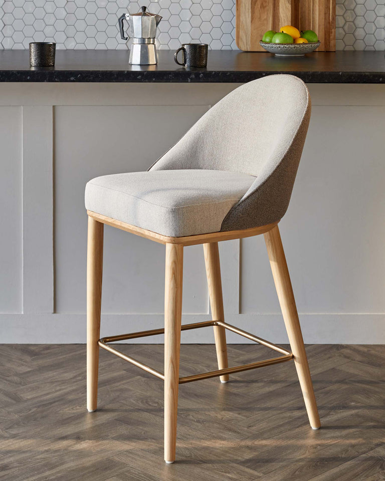 Scarlett natural mixed material bar stool – Danetti