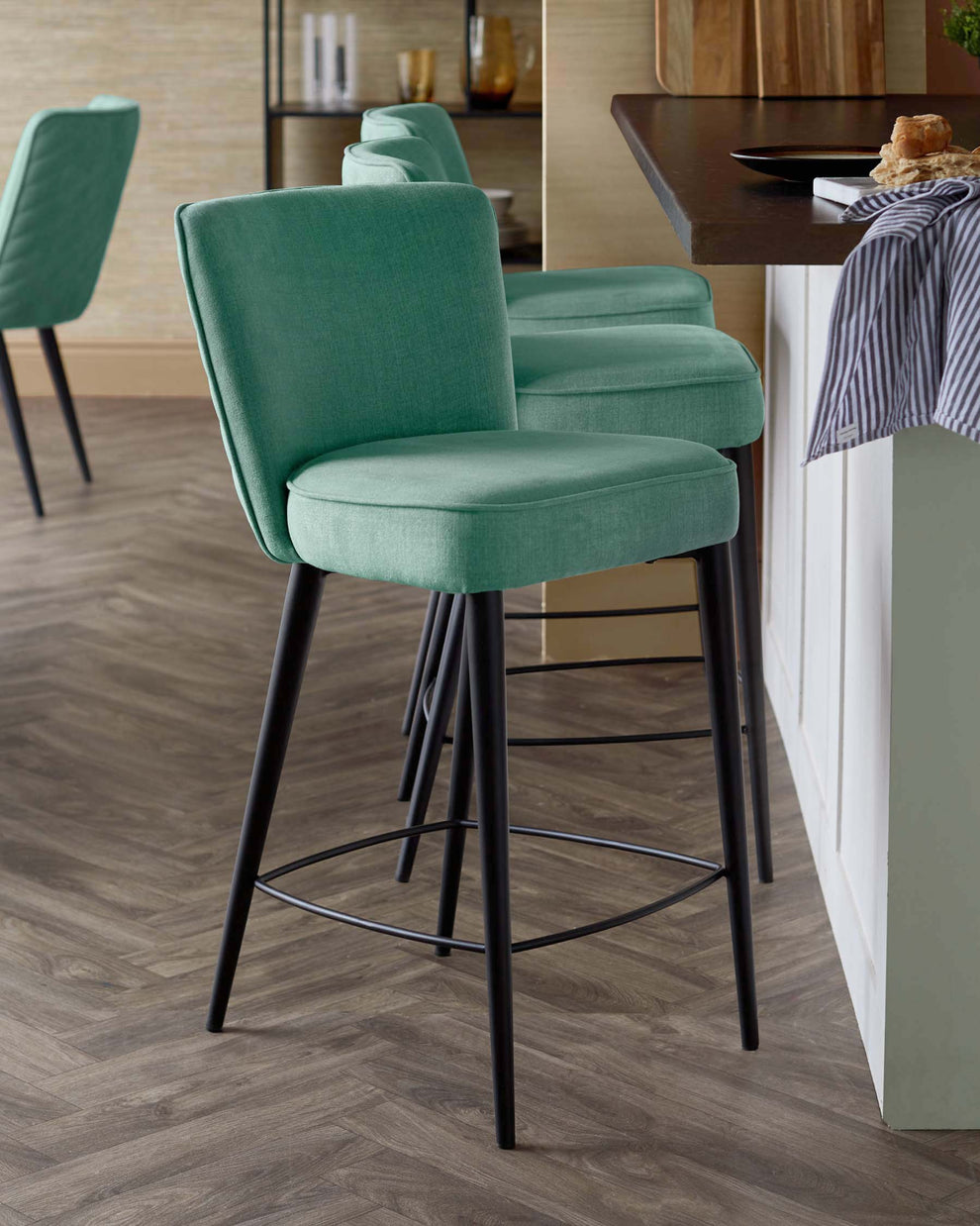 Serena sage green chenille bar stool – Danetti