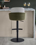 Wren natural fabric and olive green velvet bar stool – Danetti