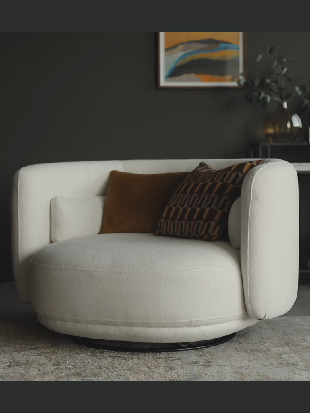 Henry Ivory Boucle Swivel Love Seat – Danetti
