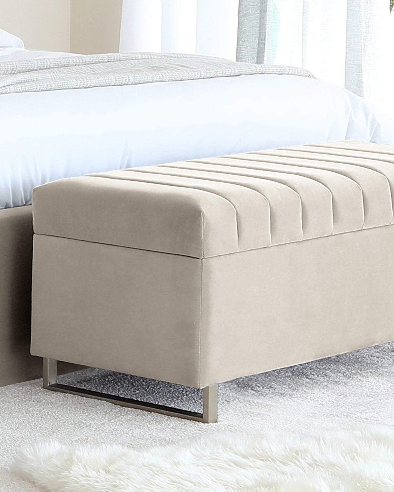 Amalfi Velvet Ottoman Bench | Storage Ottoman | Danetti