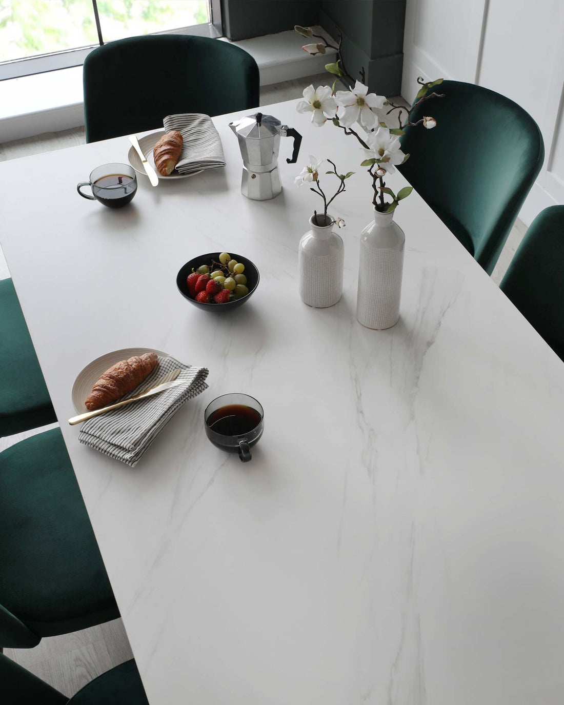 Atlanta Ceramic White Dining Table by Danetti