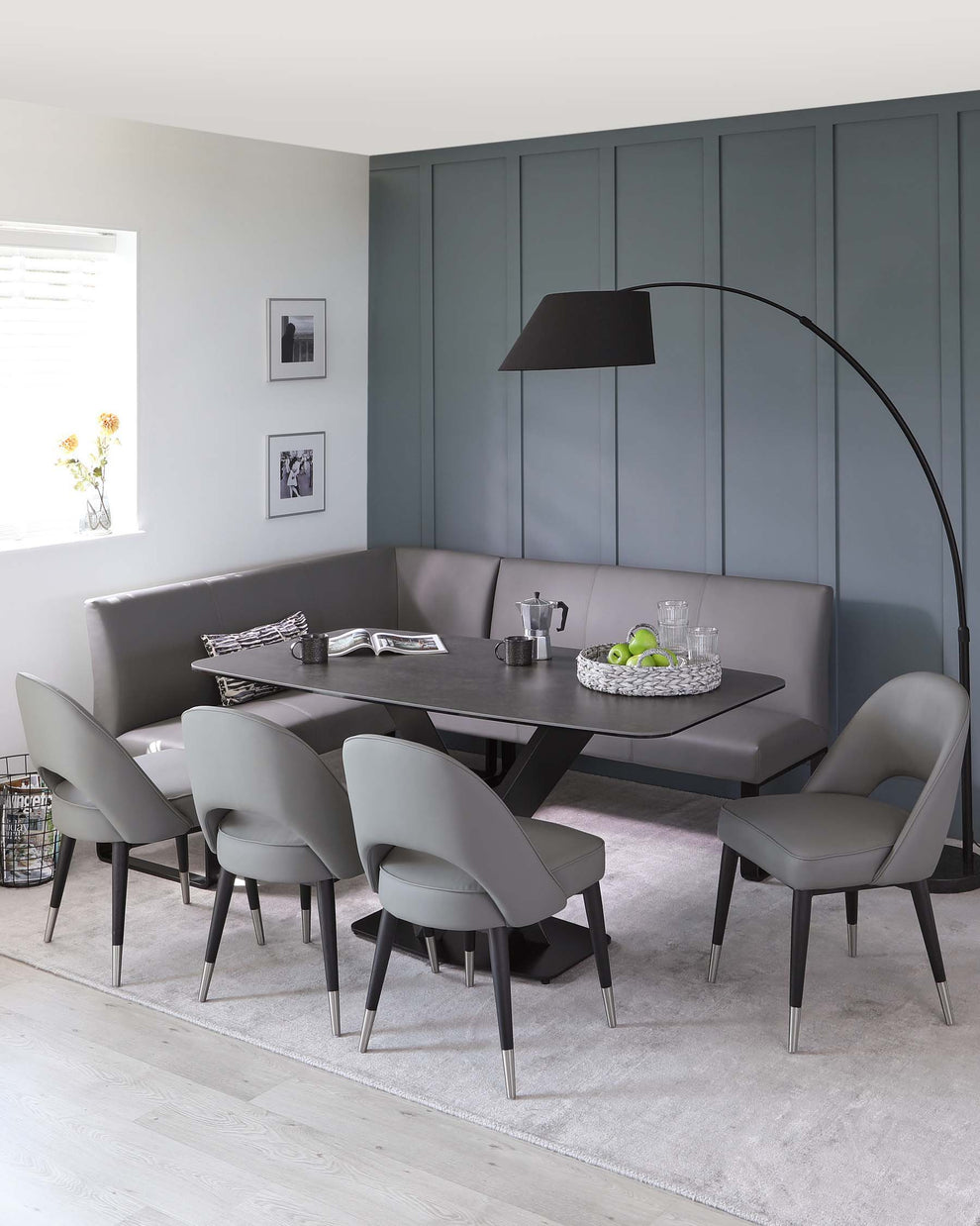 Carter Table and Loop Right Hand Corner Bench Dining Set | Danetti