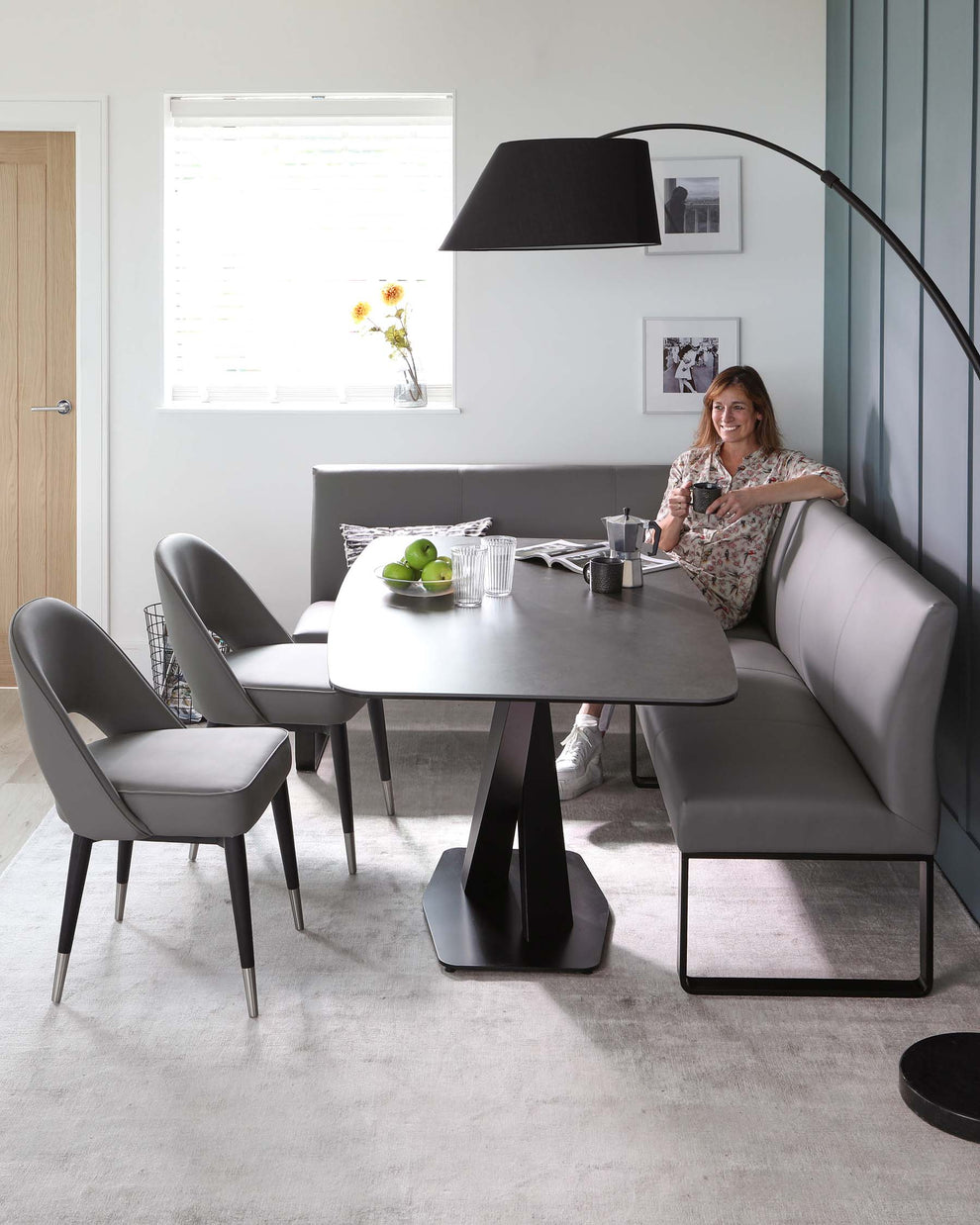 Carter Table and Loop Right Hand Corner Bench Dining Set | Danetti