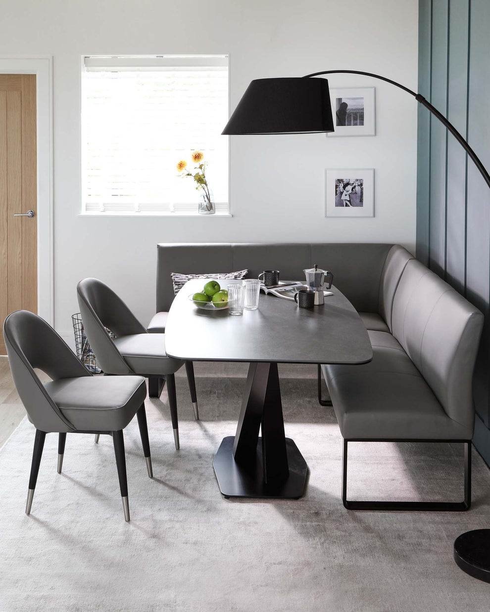 Carter Table and Loop Right Hand Corner Bench Dining Set | Danetti