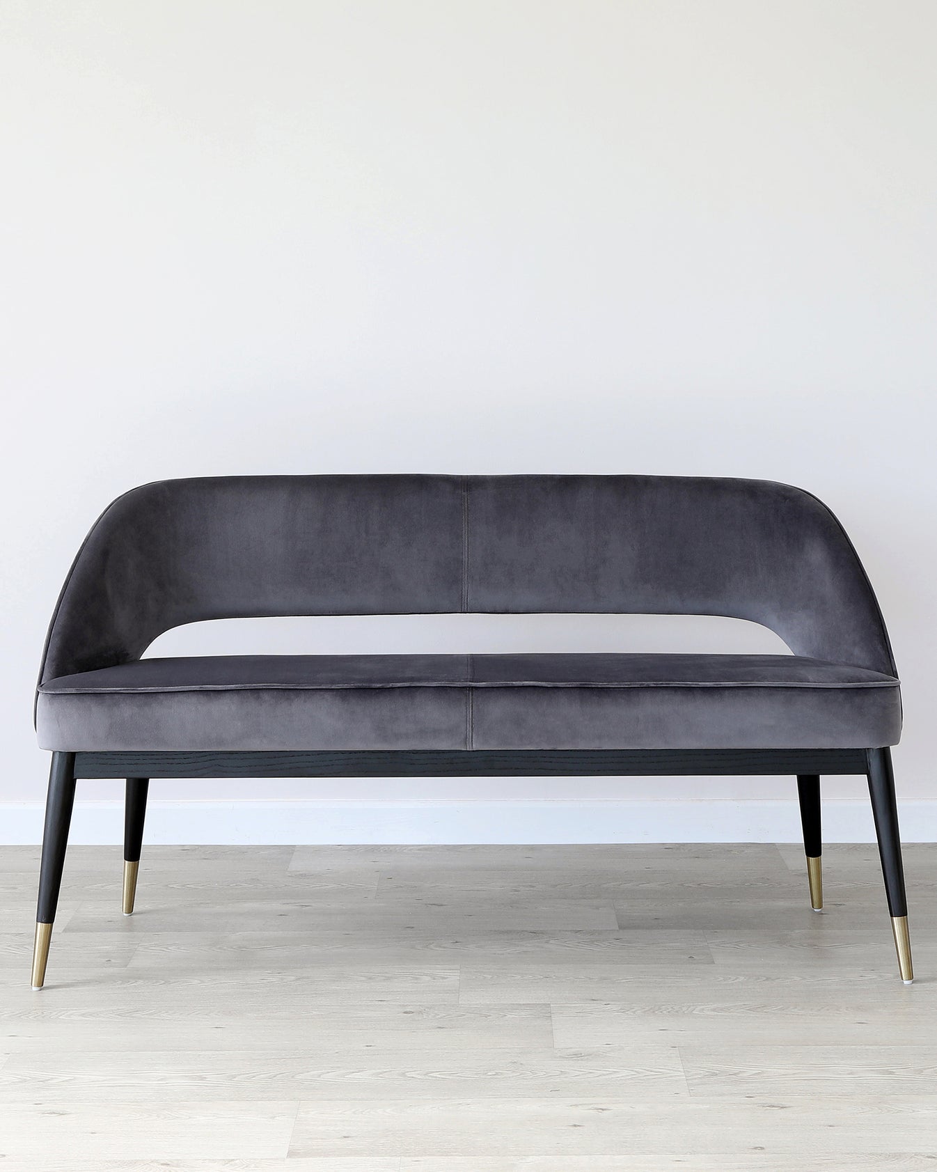Clover Dark Grey Velvet Dining Bench With Backrest – Danetti