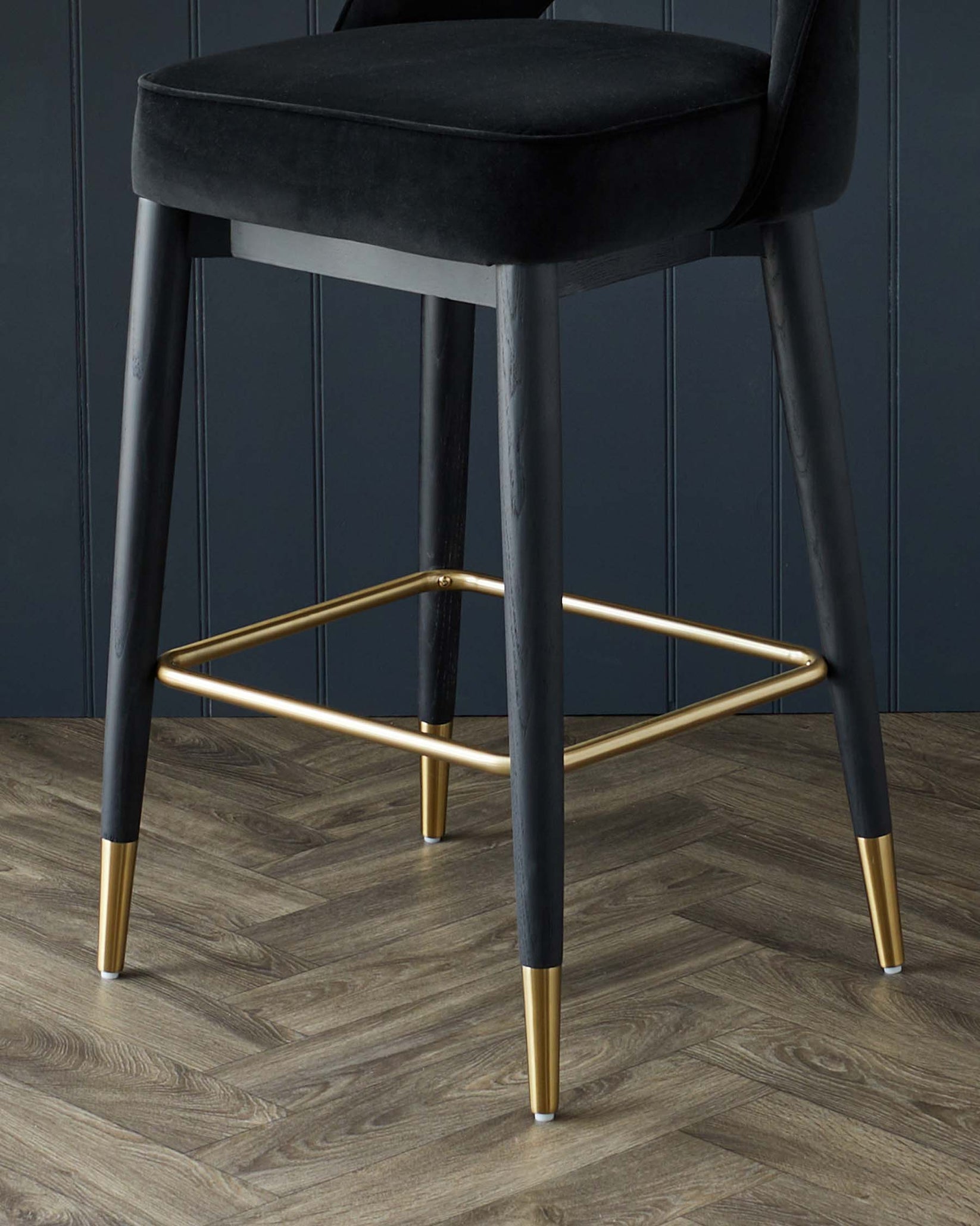 Clover Black Velvet Bar Stool by Danetti